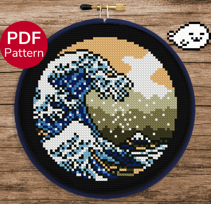 The Great Wave off Kanagawa - Small - Cross Stitch Pattern – Harp Seal ...