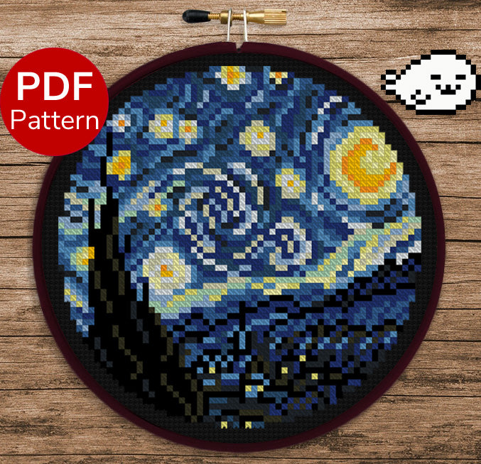 Mini Starry Night - Cross Stitch Pattern – Harp Seal Crafts