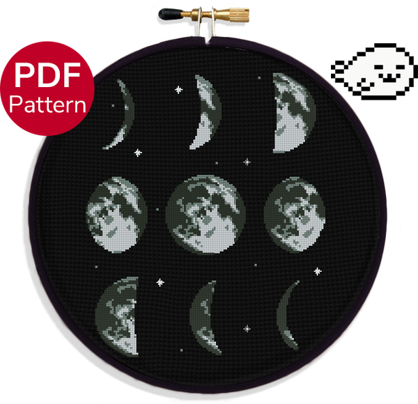 Moon Phases - Cross Stitch Pattern – Harp Seal Crafts