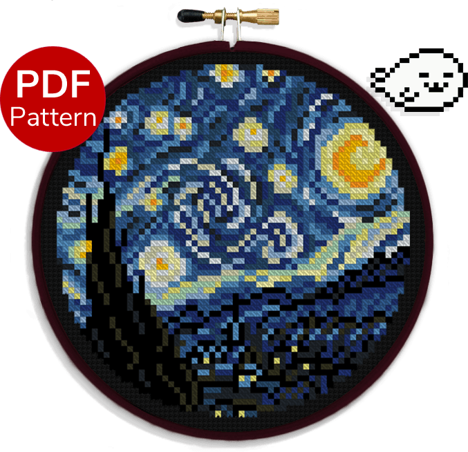 Mini Starry Night - Cross Stitch Pattern – Harp Seal Crafts