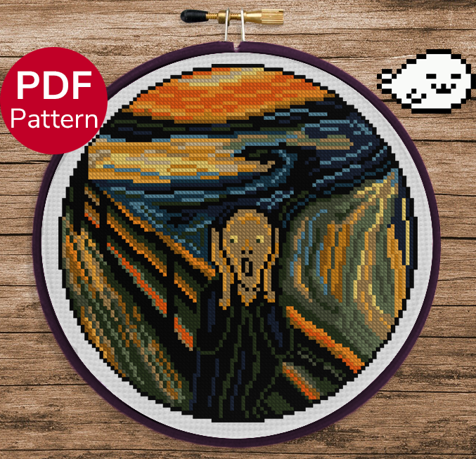 The Scream - Edvard Munch - Cross Stitch Pattern – Harp Seal Crafts